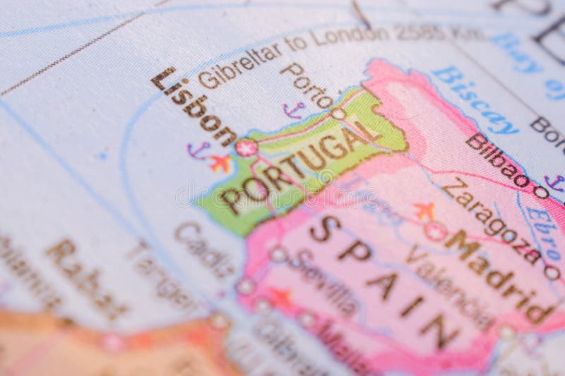 Lisbon on the World Map Colorful Geo Political Map Stock Photo - Image ...