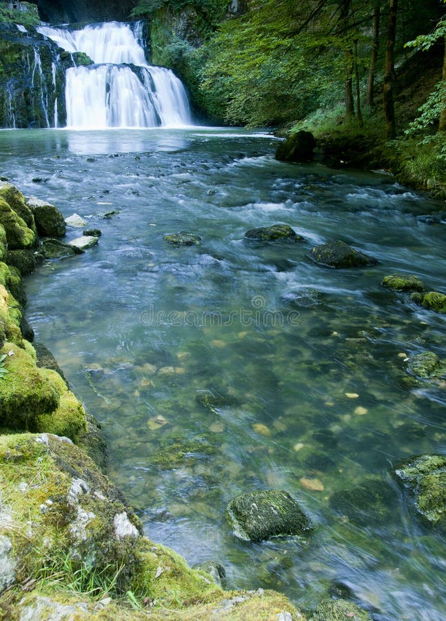 The Lison S Source Waterfall in France Stock Photo - Image of flow ...