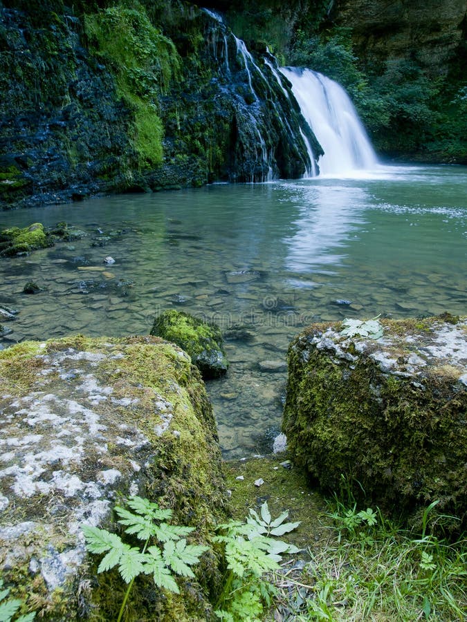 The Lison S Source Waterfall in France Stock Image - Image of mountain ...