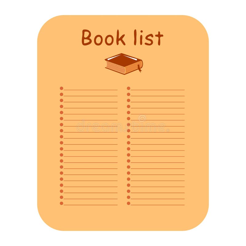 Sheet of Paper for Writing a List of Books Stock Illustration ...