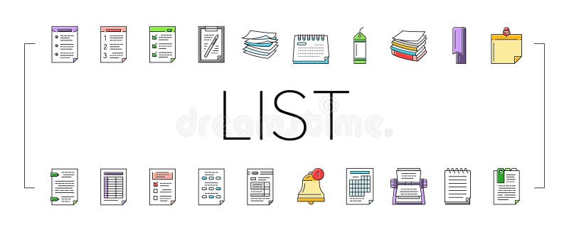 List Check Document Tick Icons Set Vector Stock Illustration ...