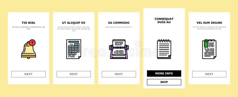 List Check Document Tick Onboarding Icons Set Vector Stock Vector ...