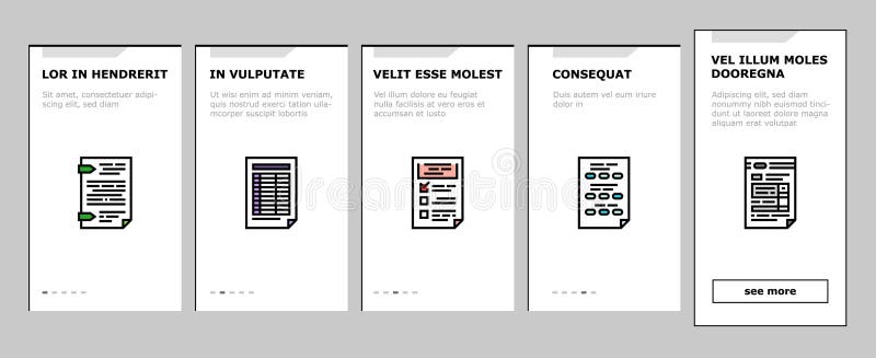 List Check Document Tick Onboarding Icons Set Vector Stock Vector ...