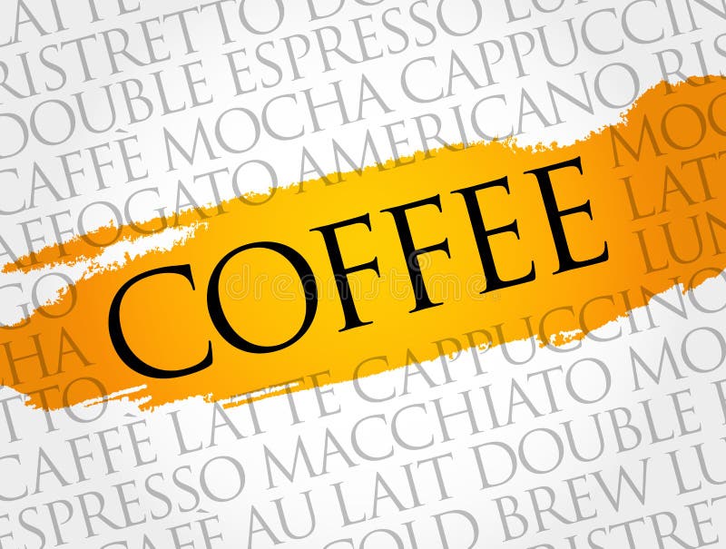 List of Coffee Drinks Words Cloud Collage, Poster Background Stock ...