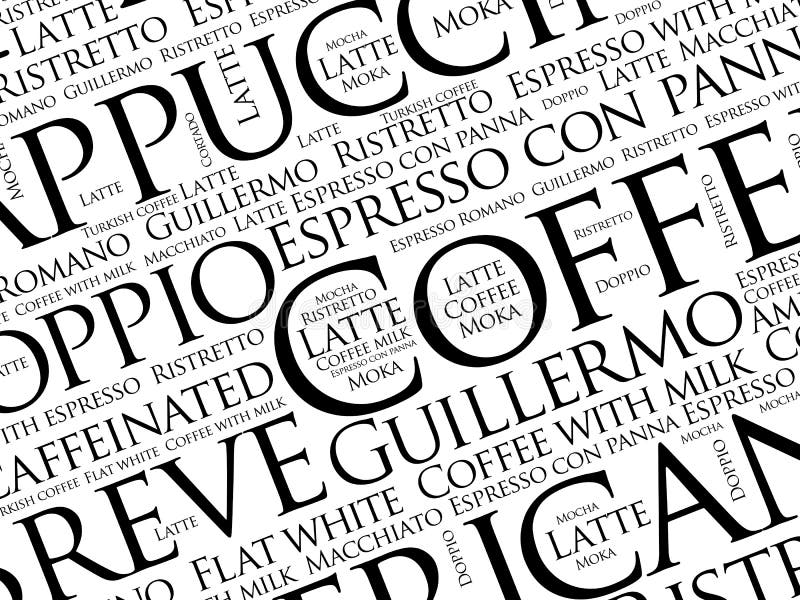 List of Coffee Drinks Words Cloud Stock Illustration - Illustration of ...