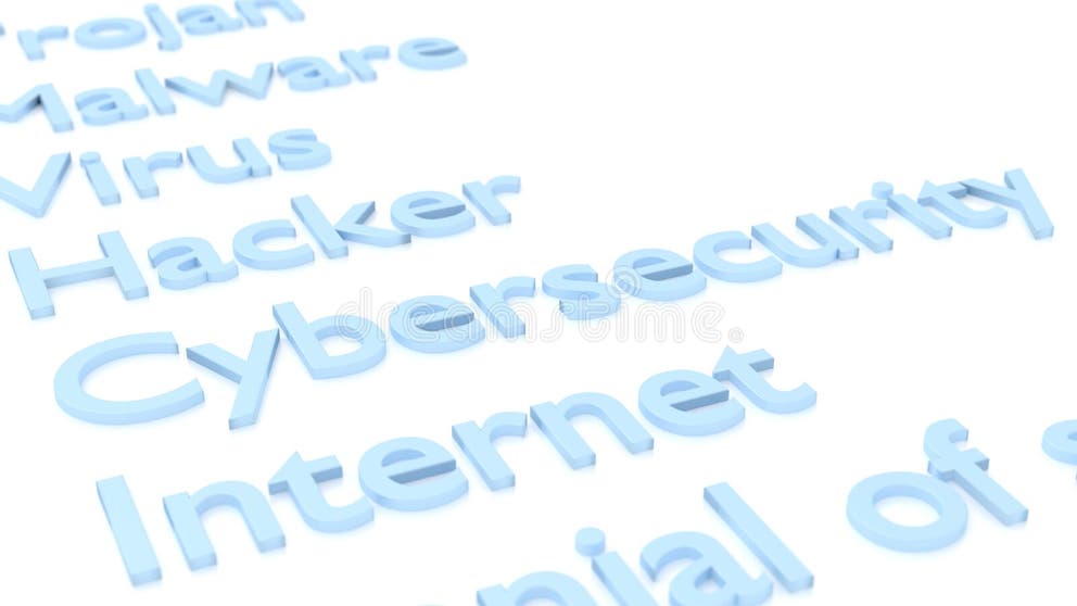 List of Cybersecurity Keywords in Light Blue on White Stock ...