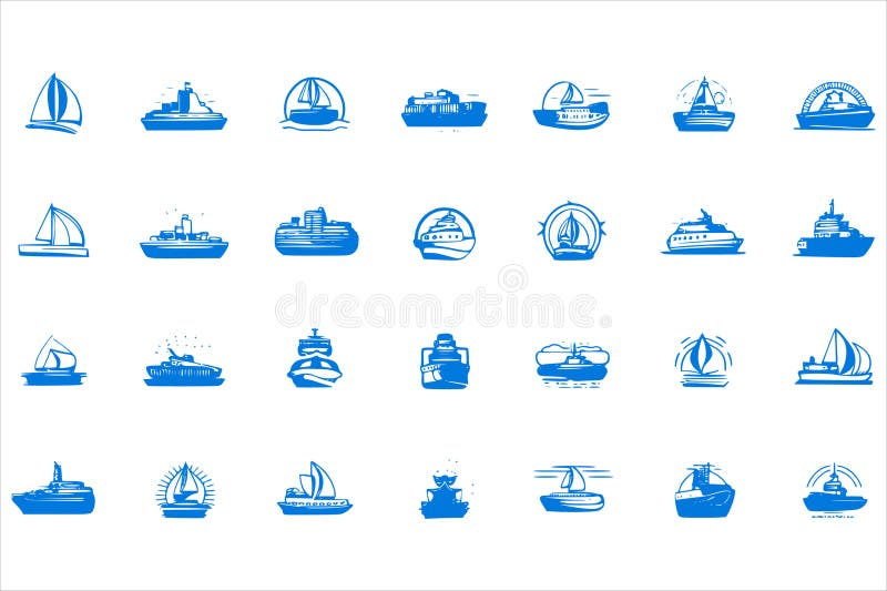 List of Different Type of Ships, and Boats Icon Set. Vector ...