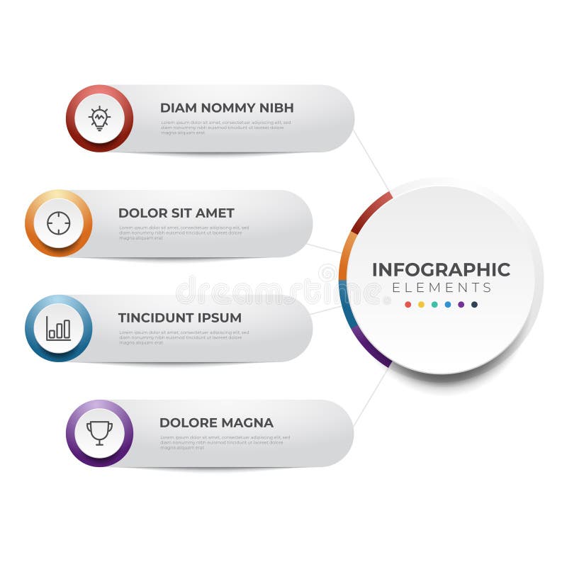 4 List Infographic Element Vector, Steps or Sequence Layout Diagram ...