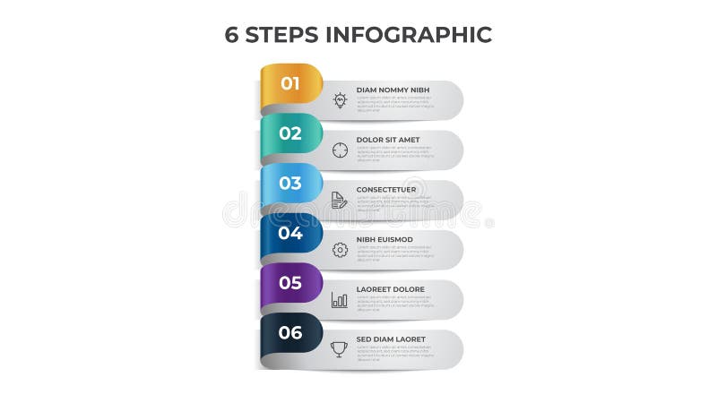 List Layout with 6 Points of Steps Diagram, Infographic Element ...