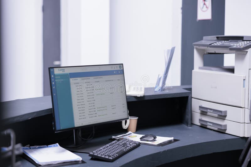 List of Patients Displayed on Desktop Computer Screen Stock Photo ...