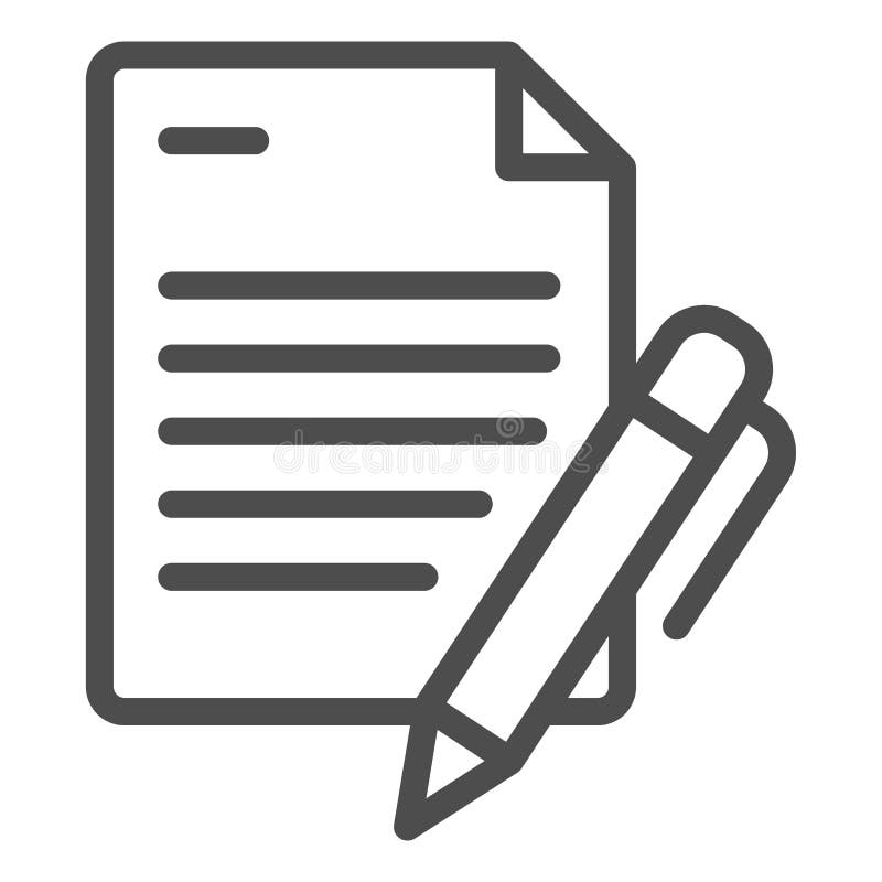 List and Pen Line Icon. Papers with Pen Vector Illustration Isolated on ...