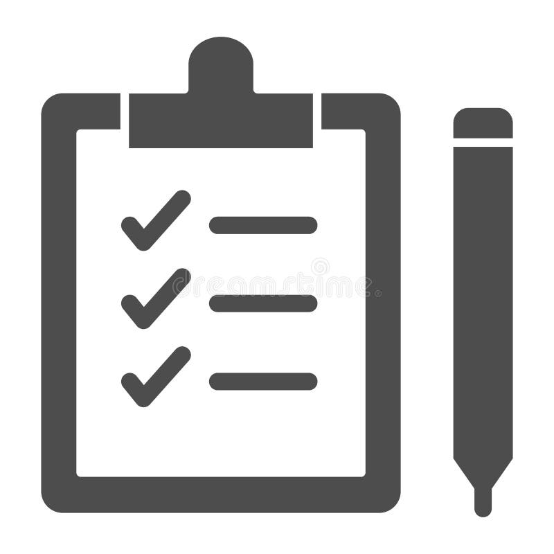 List and Pen Solid Icon. Clipboard with Pen Vector Illustration ...