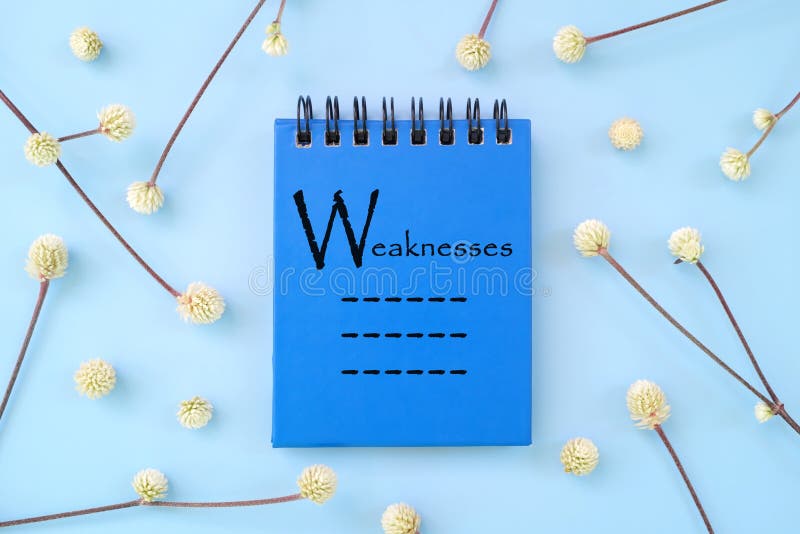 List of Personal Weaknesses Written on Blue Notepad. Personality ...