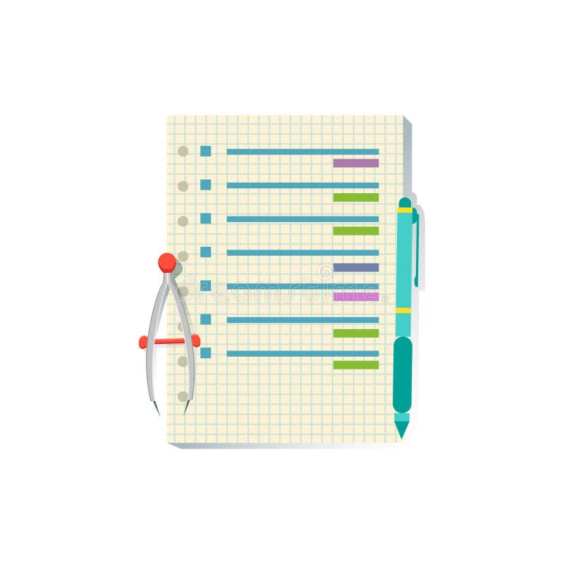 List with Plan Office Worker Desk Element, Part of Workplace Tools and ...