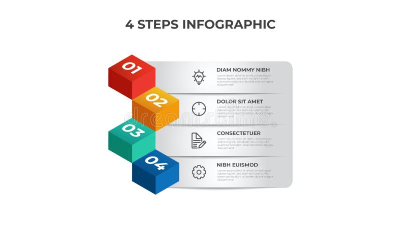 4 List of Steps Diagram, Infographic Element Template Vector Stock ...