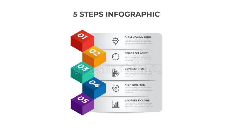 5 List of Steps Diagram, Infographic Element Template Vector Stock ...