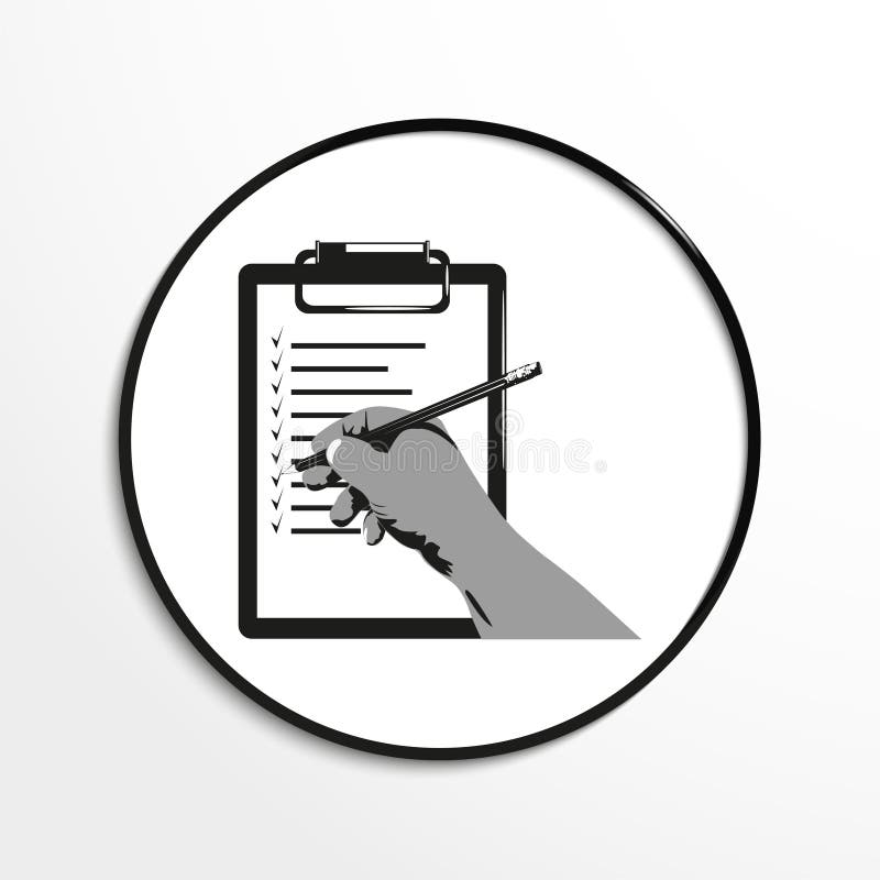 List of Tasks and Hand with a Pencil. Conditional Symbol. Vector Icon ...