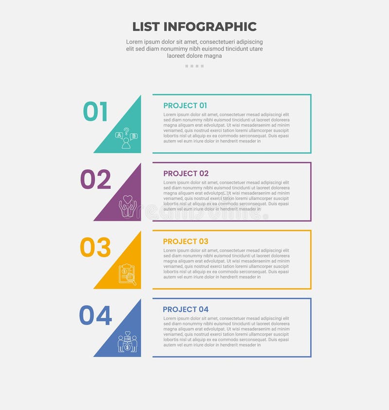 List Vertical Stacked Process Infographic Outline Style with 4 Point ...