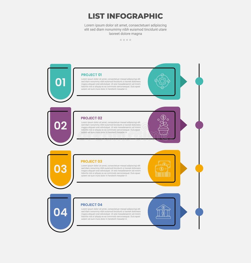 List Vertical Stacked Process Infographic Outline Style with 4 Point ...