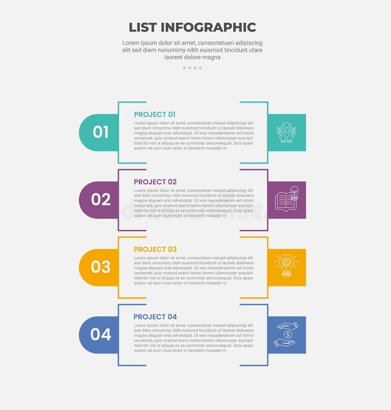 List Vertical Stacked Process Infographic Outline Style with 4 Point ...