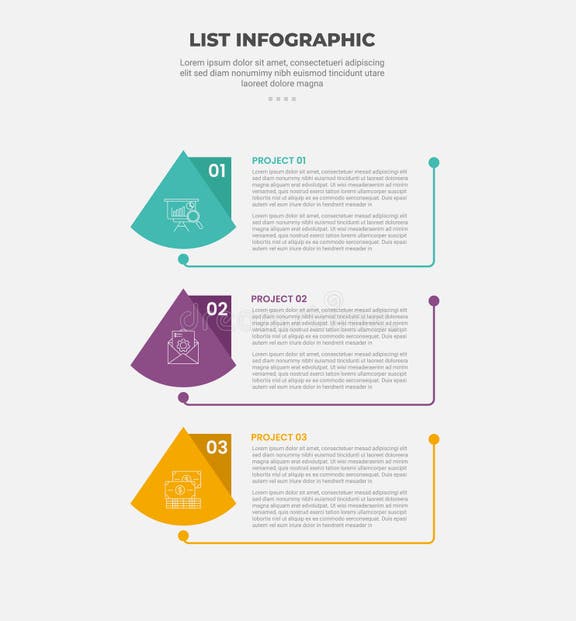List Vertical Stacked Process Infographic Outline Style with 3 Point ...