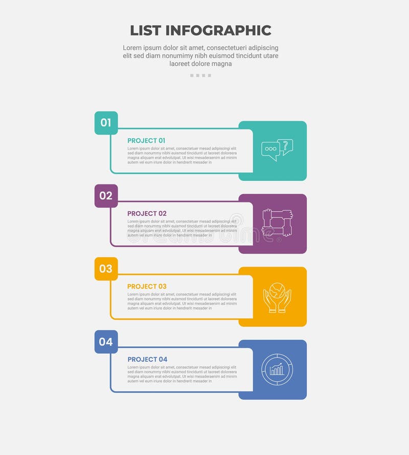 List Vertical Stacked Process Infographic Outline Style with 4 Point ...