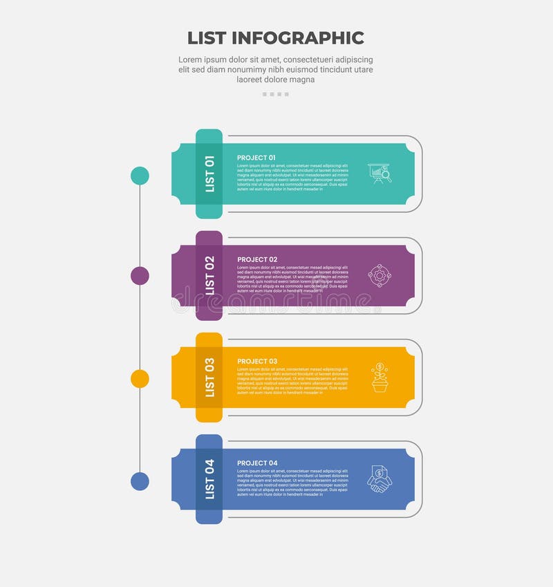 List Vertical Stacked Process Infographic Outline Style with 4 Point ...