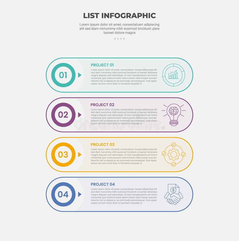 List Vertical Stacked Process Infographic Outline Style with 4 Point ...
