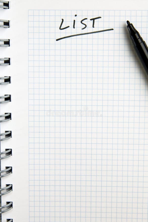 Lista imagen de archivo. Imagen de lista, libreta, ordene - 16227139