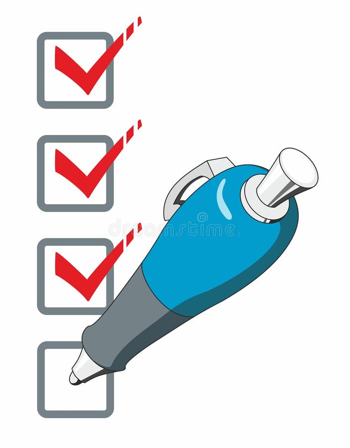 Lista De Control Que Hace Tictac Las Cajas Con La Pluma Azul ...