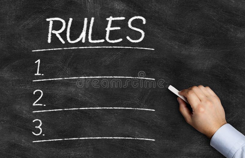 Lista De Las Reglas Escrita En La Pizarra Imagen de archivo - Imagen de ...
