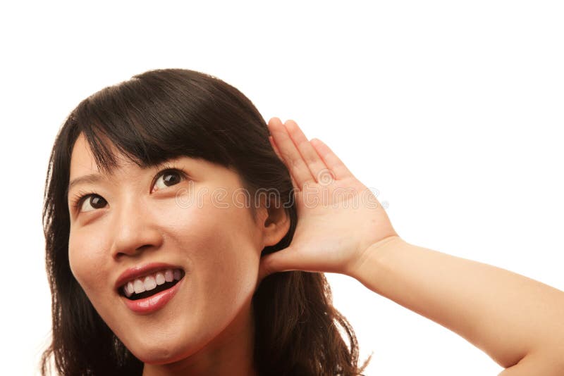 Woman Listening with Ridiculously Big Ear Stock Photo - Image of gossip ...