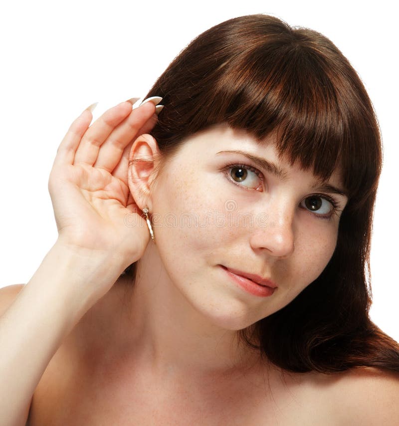 Woman listening stock photo. Image of adults, brunette - 254620