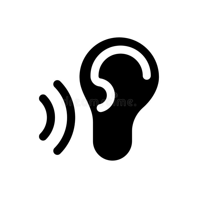Listen black glyph ui icon stock vector. Illustration of pronounce ...