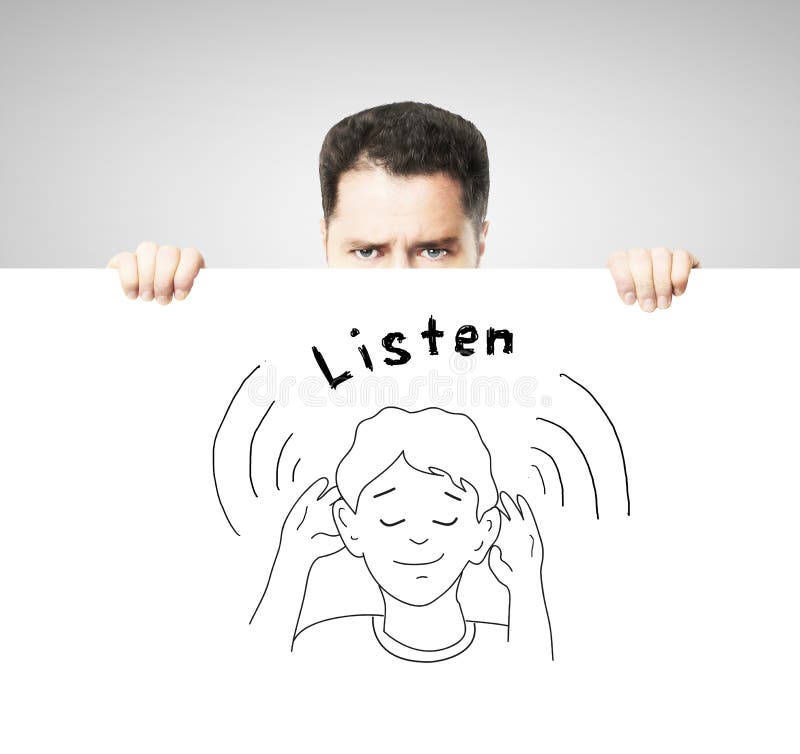 Listen concept stock image. Image of head, showing, male - 32427455