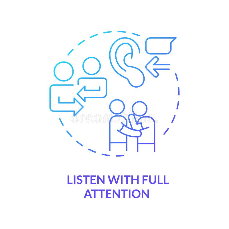 Listen with Full Attention Blue Gradient Concept Icon Stock Vector ...