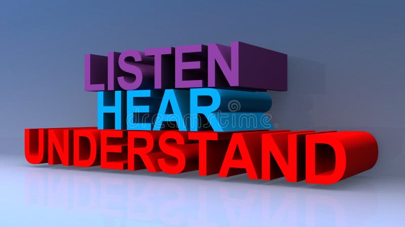 Listen Hear Understand on Blue Stock Illustration - Illustration of ...