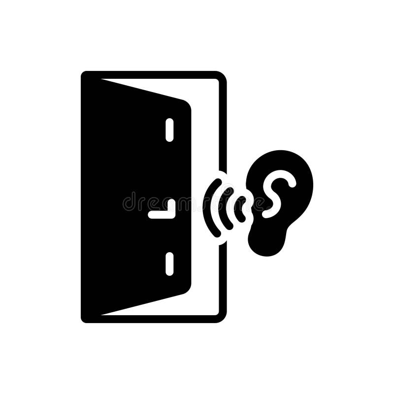 Black Solid Icon for Listen, Hear and Ear Stock Illustration ...