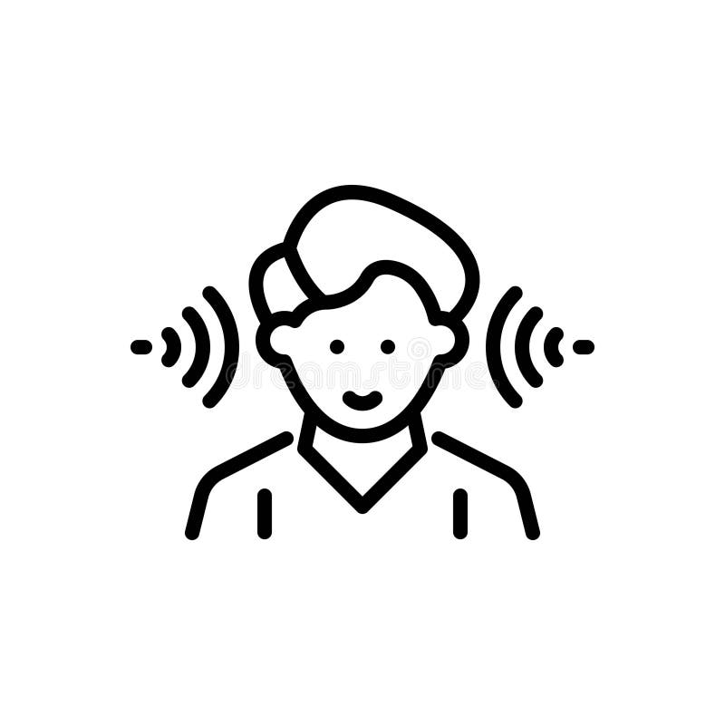 Black Line Icon for Listen, Hear and Sound Stock Illustration ...