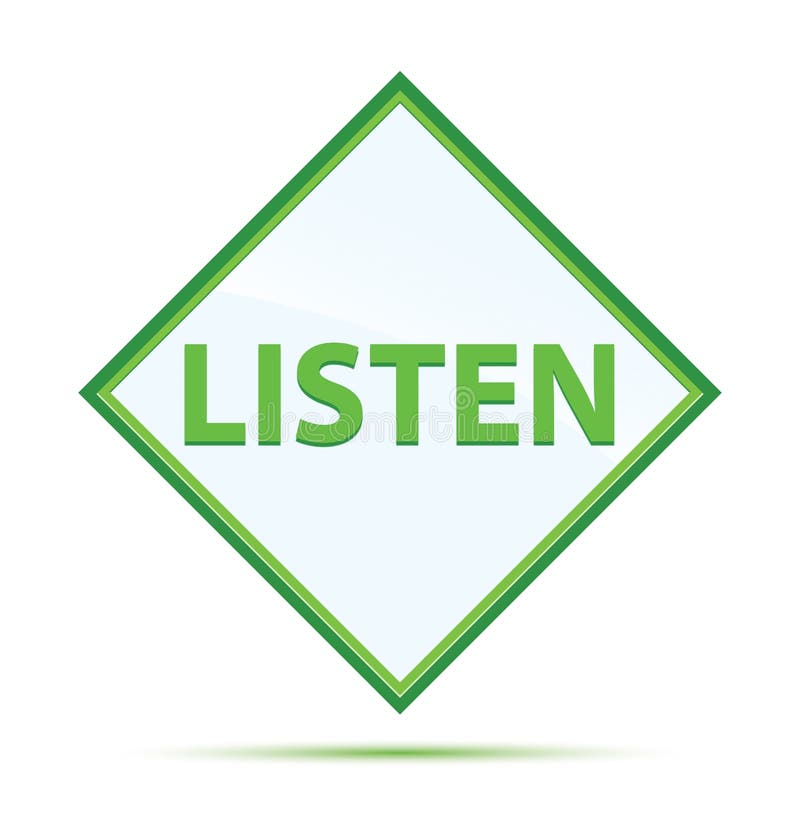 Listen Modern Abstract Green Diamond Button Stock Illustration ...