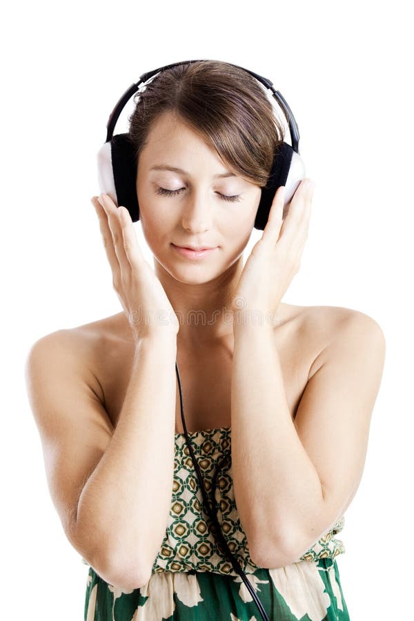 Listen music stock photo. Image of headphones, caucasian - 11210924