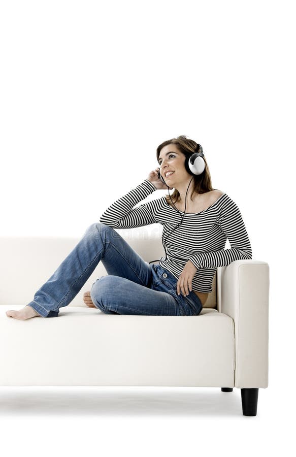 Listen music stock photo. Image of girl, isolated, hobbies - 5020696