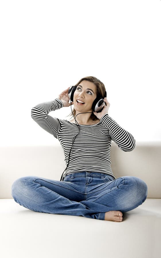 Listen music stock photo. Image of girl, isolated, hobbies - 5020696