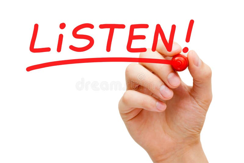 Listen Red Marker stock image. Image of curious, announcement - 93168851