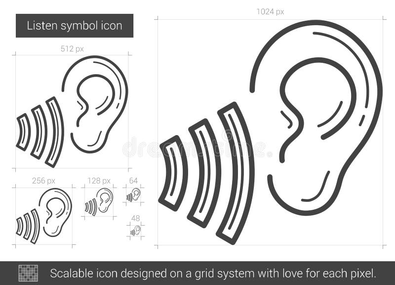 Listen symbol line icon. stock vector. Illustration of audition - 81067228
