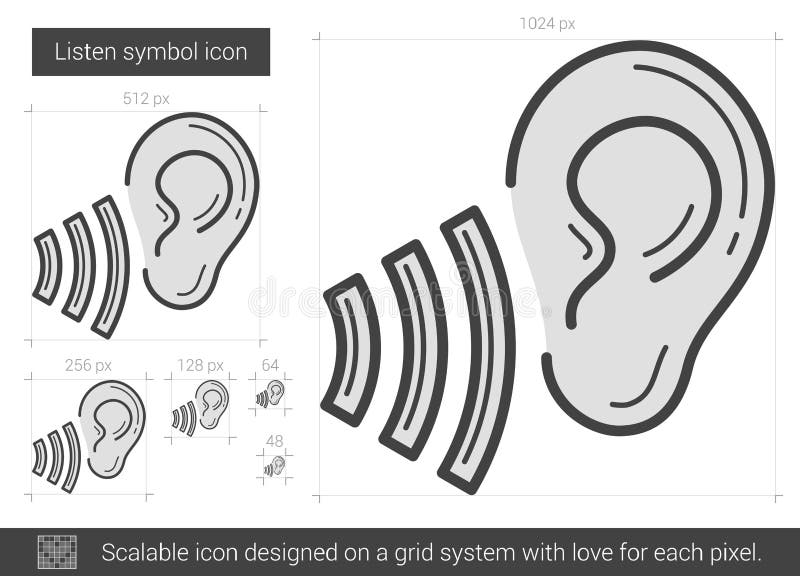 Listen symbol line icon. stock vector. Illustration of human - 100291840
