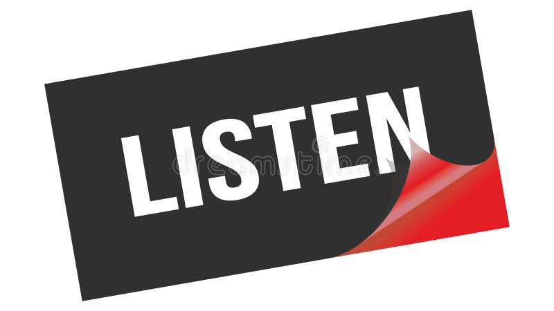 LISTEN Text on Black Red Sticker Stamp Stock Illustration ...