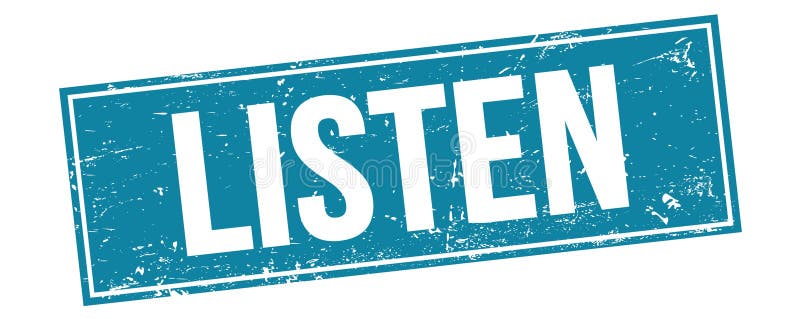 LISTEN Text on Blue Grungy Rectangle Stamp Stock Illustration ...