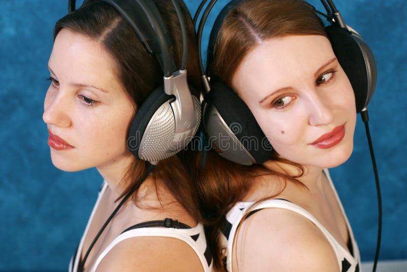 Listen to music stock photo. Image of pretty, people, stereo - 893410
