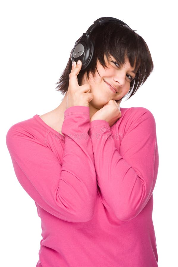 Lively Young Man Listen To Music with Headphones Stock Photo - Image of ...
